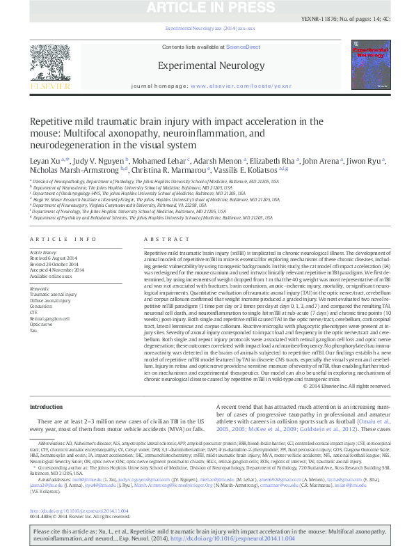 (PDF) Repetitive mild traumatic brain injury with impact acceleration ...