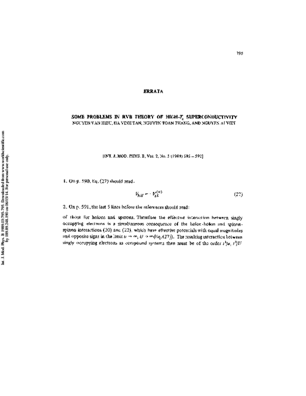 (PDF) Errata:. Some Problems in RVB Theory of HIGH-Tc Superconductivity
