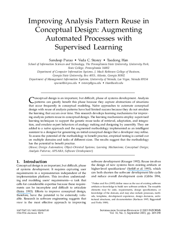(PDF) Improving Analysis Pattern Reuse in Conceptual Design: Augmenting Automated Processes with ...
