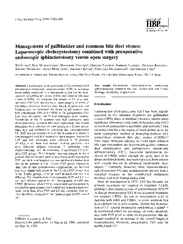 (PDF) Management of gallbladder and common bile duct stones ...