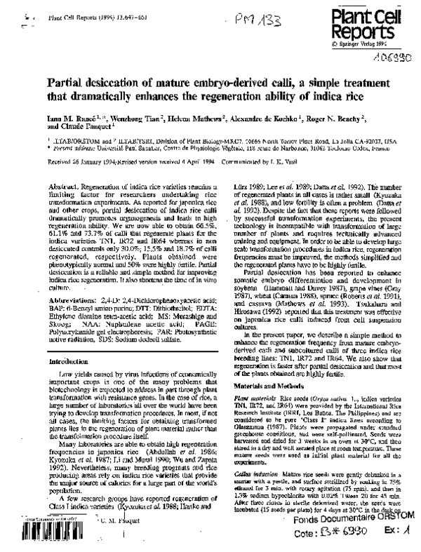 (PDF) Partial desiccation of mature embryo-derived calli, a simple ...