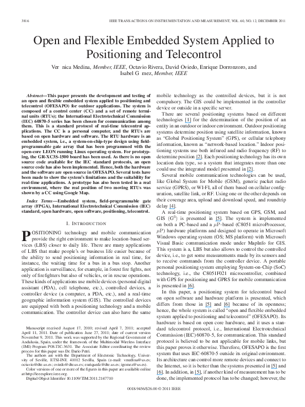 (PDF) Open and Flexible Embedded System Applied to Positioning and Telecontrol