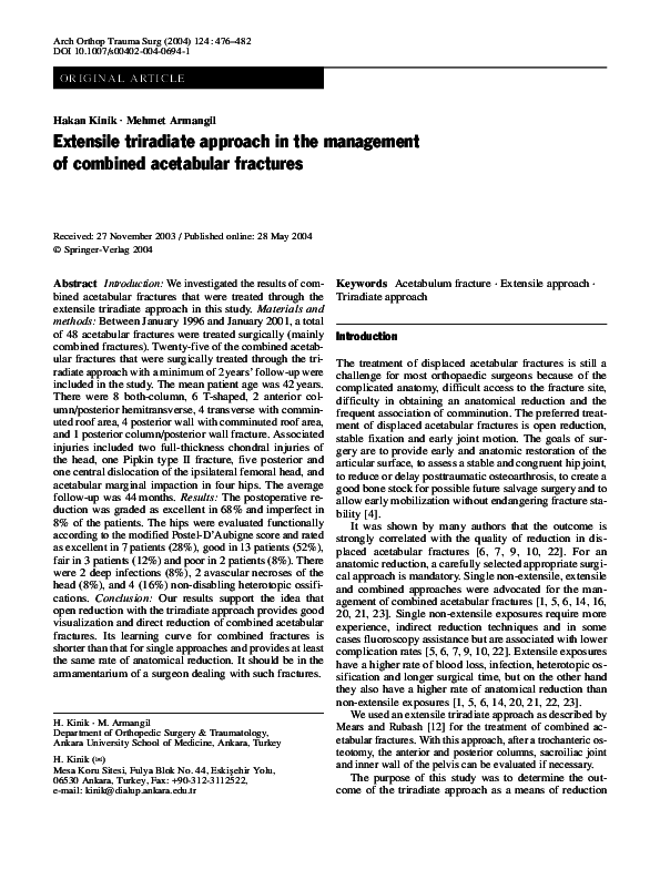 (PDF) Extensile triradiate approach in the management of combined ...