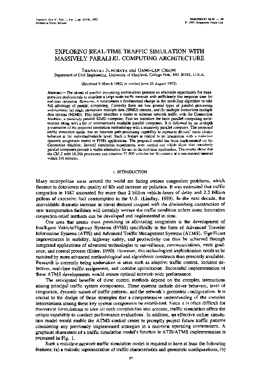 Pdf Exploring Real Time Traffic Simulation With Massively Parallel Computing Architecture