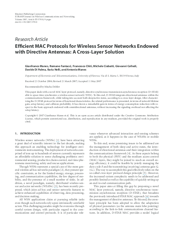 Pdf Energy Efficient Mac Protocols For Wireless Sensor Networks