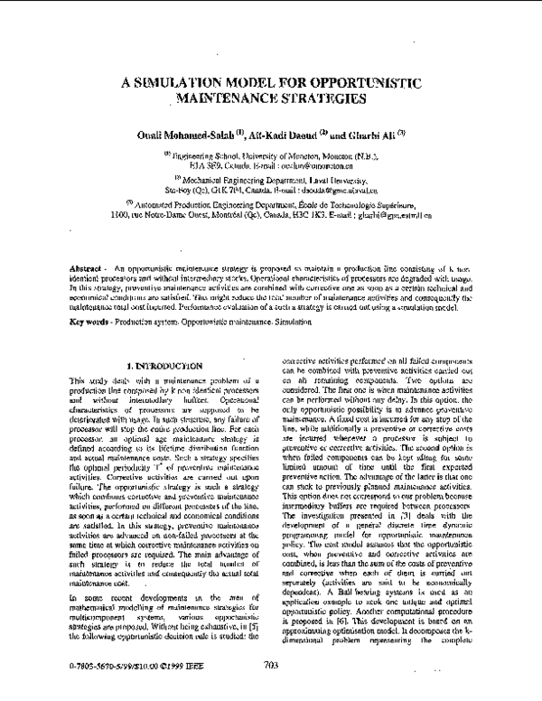 (PDF) A simulation model for opportunistic maintenance strategies