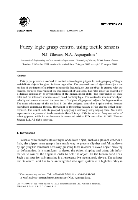 (PDF) Fuzzy logic grasp control using tactile sensors
