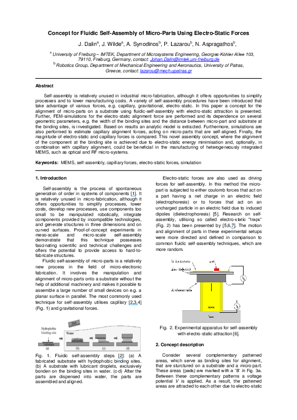 (PDF) Concept for Fluidic Self-Assembly of Micro-Parts Using Electro ...
