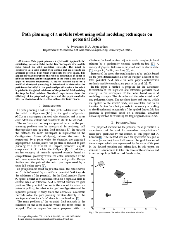 Pdf Path Planning Of A Mobile Robot Using Solid Modeling Techniques