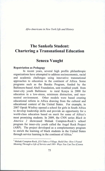 (PDF) The Sankofa Student: Chartering a Transnational Education ...
