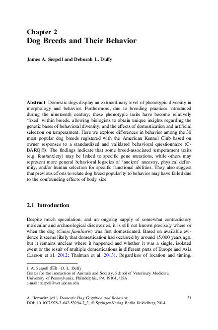 (PDF) Dog Breeds and Their Behavior