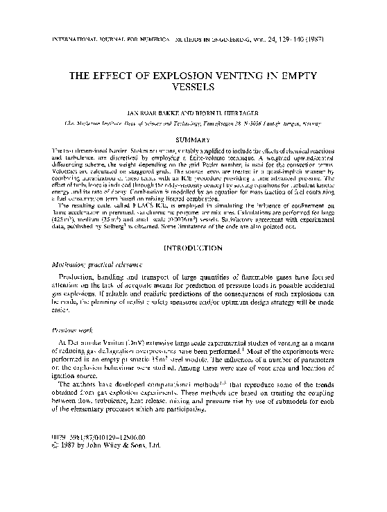 (PDF) The effect of explosion venting in empty vessels