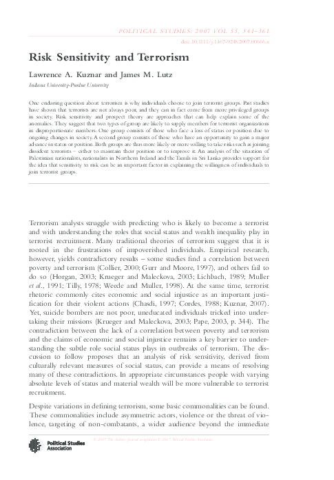 (PDF) Risk Sensitivity and Terrorism