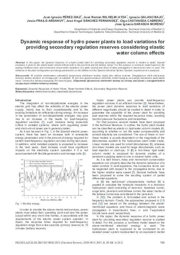 (PDF) Dynamic response of hydro power plants to load variations for ...