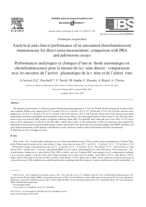 (PDF) Analytical and clinical performance of an automated chemiluminescent immunoassay for ...