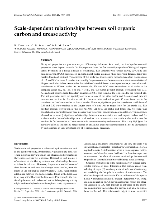 (PDF) Scale-dependent relationships between soil organic carbon and ...