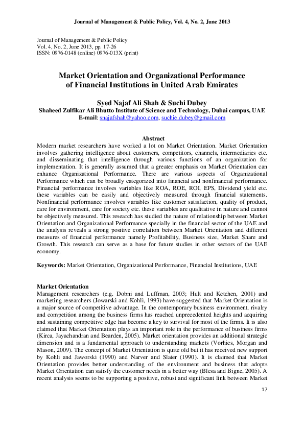(PDF) Market orientation and organizational performance: A comparison ...