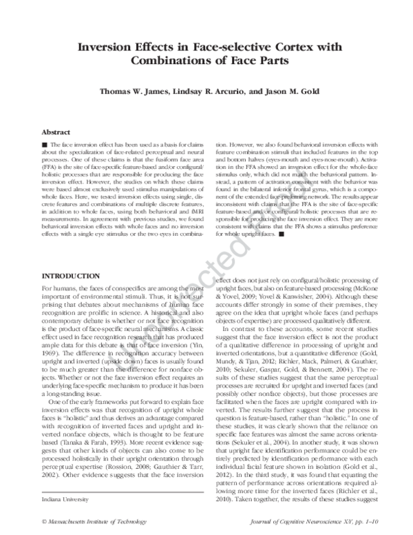 (PDF) Inversion Effects in Face-selective Cortex with Combinations of Face Parts | Lindsay ...