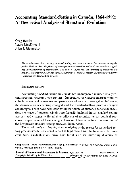 (PDF) Accounting standard-setting in Canada, 1864–1992: A theoretical ...