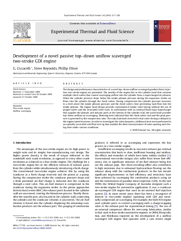 (PDF) Development of a novel passive top-down uniflow scavenged two ...