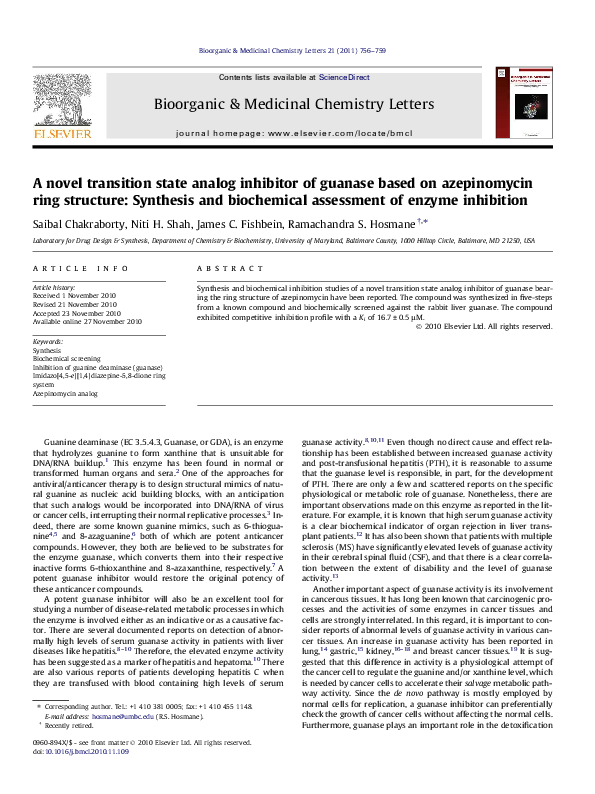 (PDF) A novel transition state analog inhibitor of guanase based on ...
