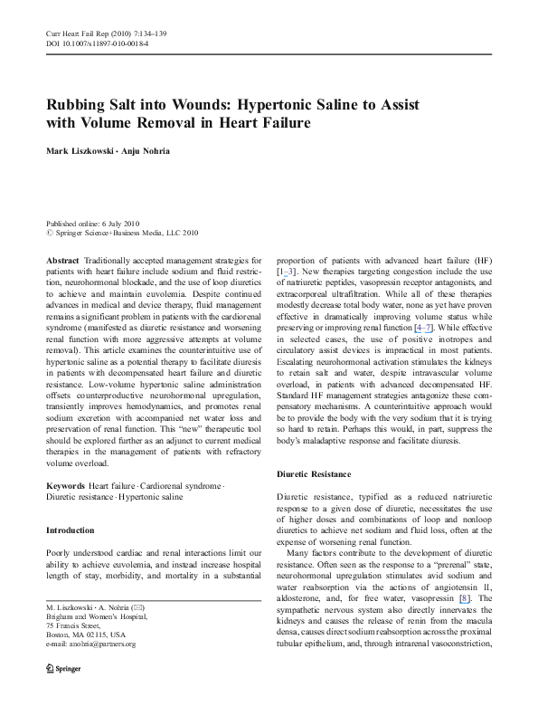 (PDF) Rubbing Salt into Wounds: Hypertonic Saline to Assist with Volume ...