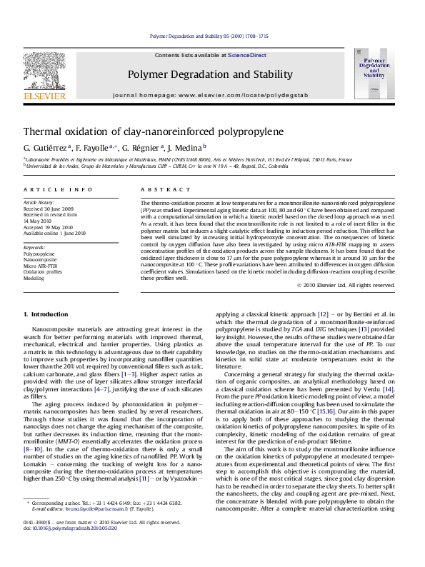 (PDF) Thermal oxidation of clay-nanoreinforced polypropylene