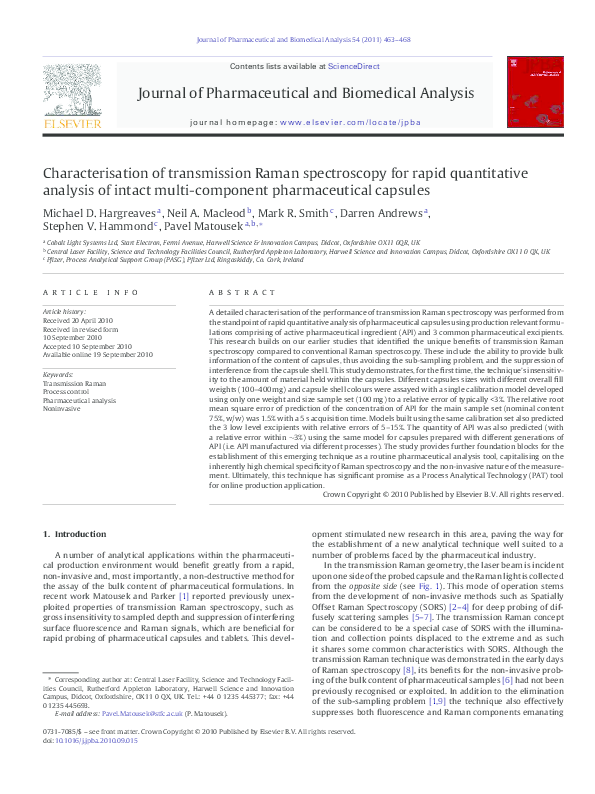 (PDF) Characterisation of transmission Raman spectroscopy for rapid ...