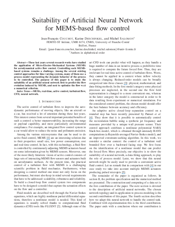 (PDF) Suitability of Artificial Neural Network for MEMS-based Flow Control