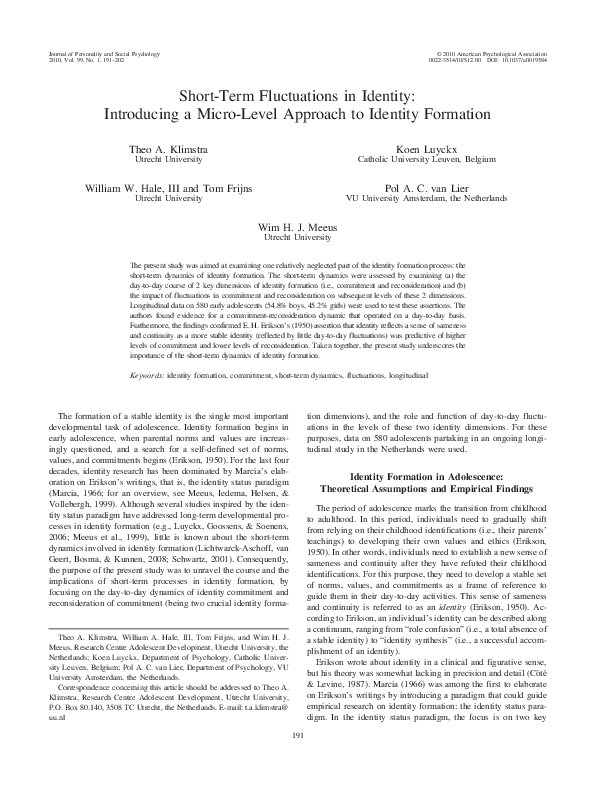 (PDF) Short-term fluctuations in identity: Introducing a micro-level ...