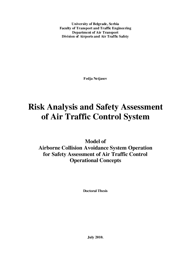 (PDF) Risk Analysis and Safety Assessment of Air Traffic Control System - Model of Airborne ...