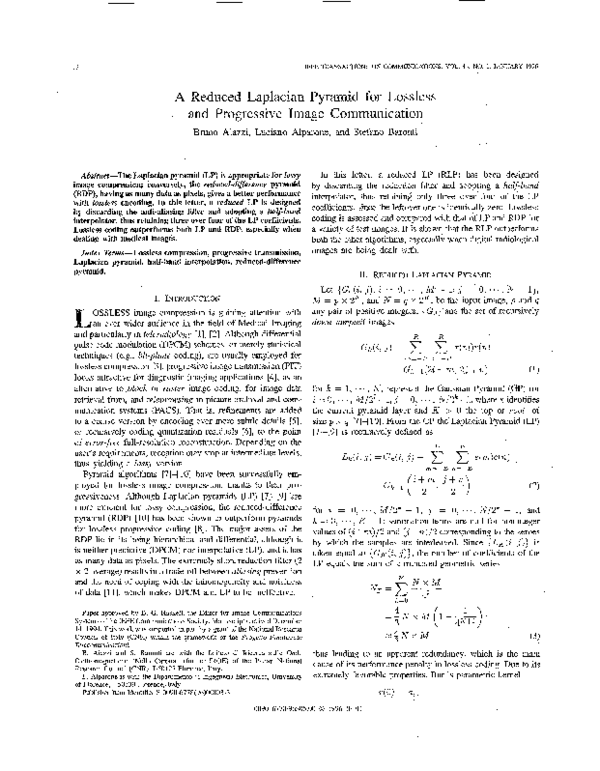 (PDF) A reduced Laplacian pyramid for lossless and progressive image ...