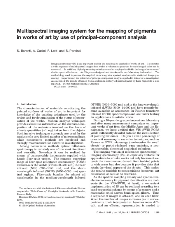 (PDF) Multispectral Imaging System for the Mapping of Pigments in Works of Art by use of ...