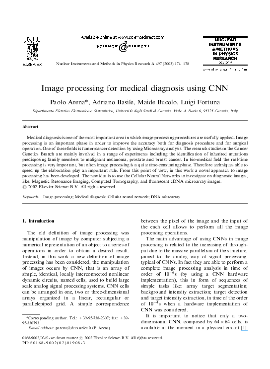 (PDF) Image processing for medical diagnosis using CNN