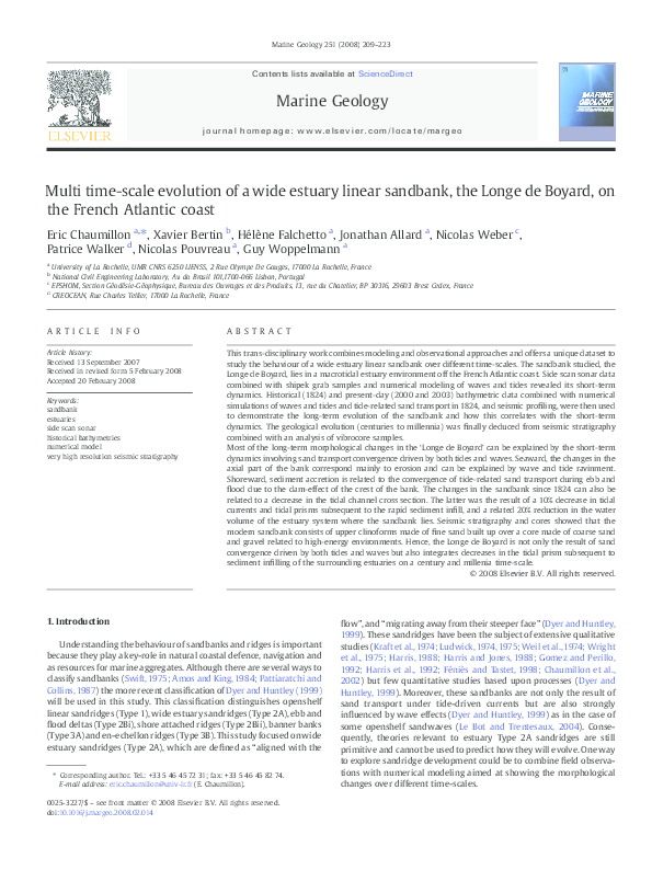 (PDF) Multi time-scale evolution of a wide estuary linear sandbank, the ...