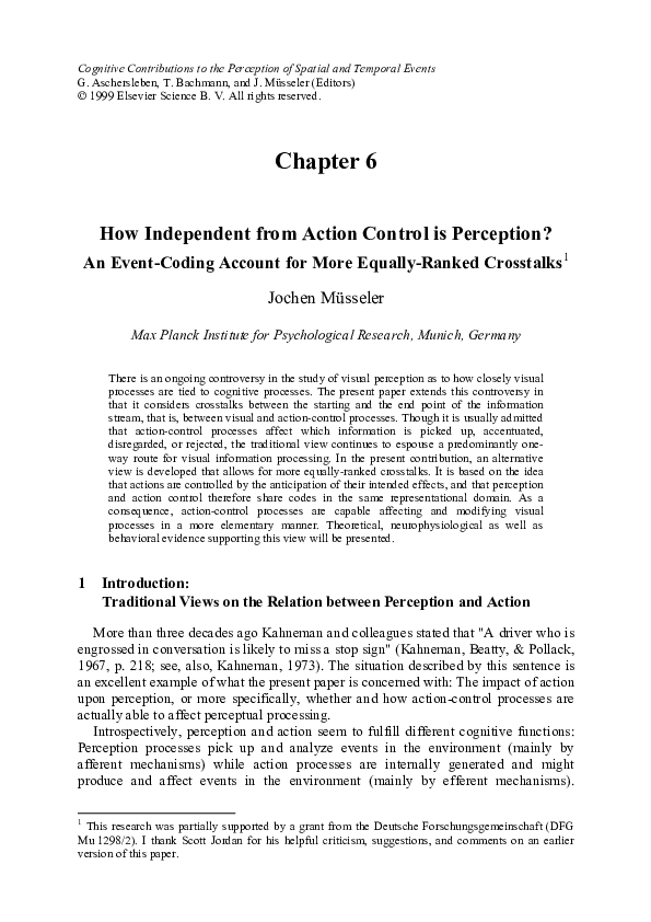 (PDF) How independent from action control is perception?: An event ...