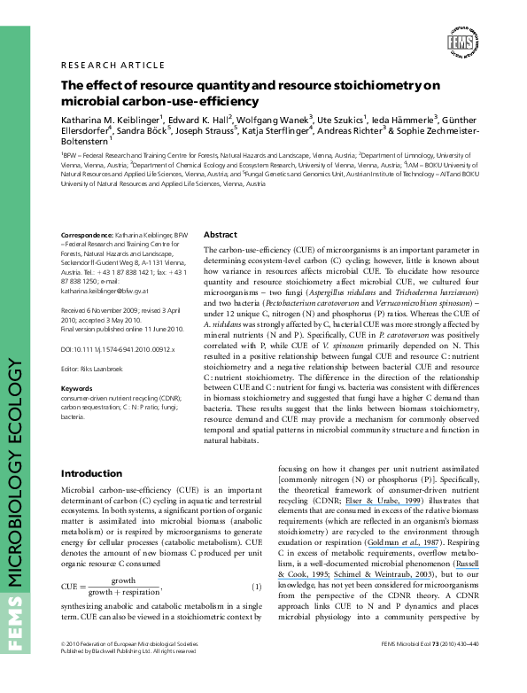 (PDF) The effect of resource quantity and resource stoichiometry on ...