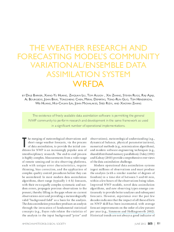 Pdf The Weather Research And Forecasting Models Community