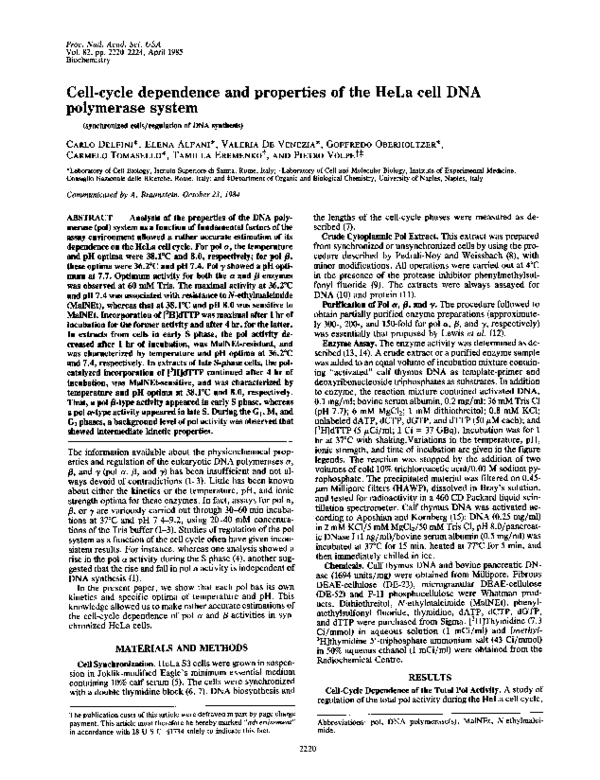 (PDF) Cell-Cycle Dependence and Properties of the HeLa Cell DNA ...