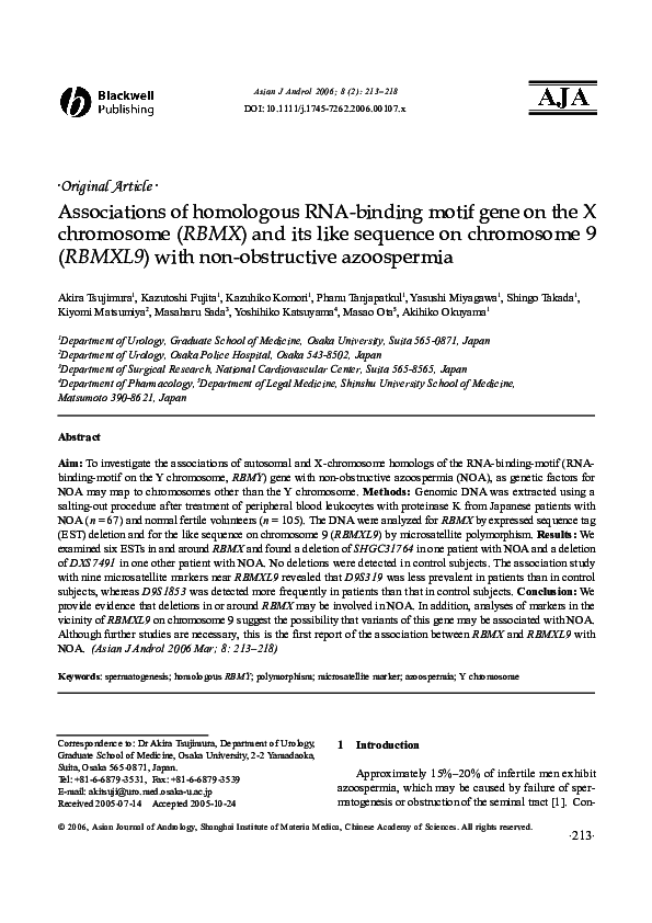 (PDF) Associations of homologous RNA-binding motif gene on the X ...