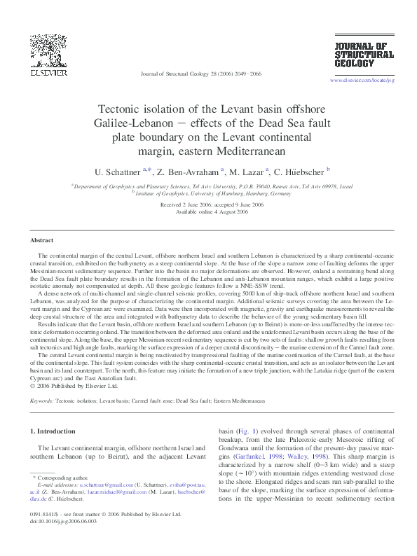 (PDF) Tectonic isolation of the Levant basin offshore Galilee-Lebanon ...