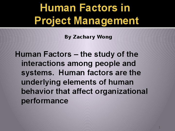 (PPT) Ch. 1 17 Human Factors in Project Management Wong Revised