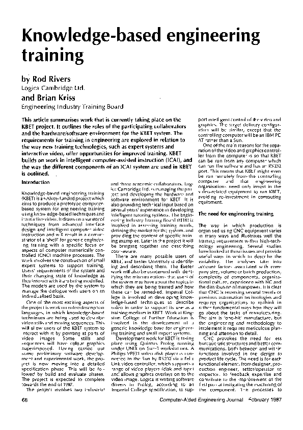 (PDF) Knowledge-based engineering training