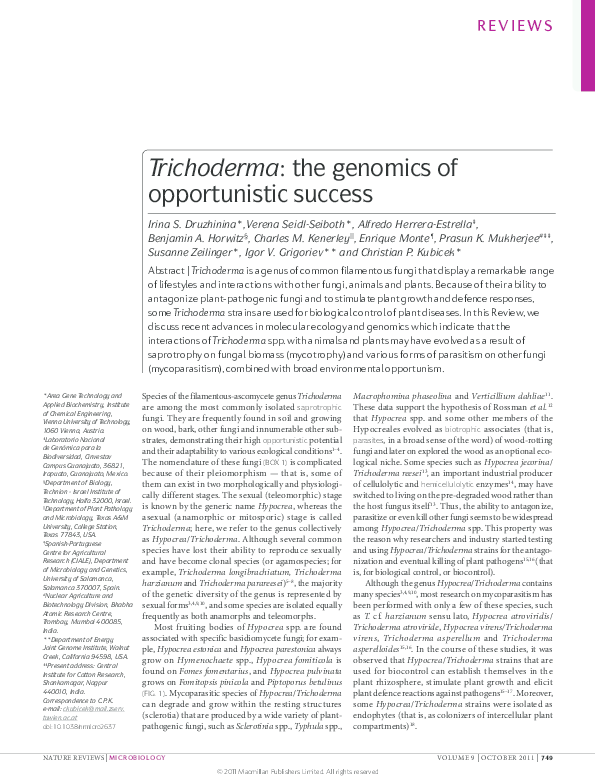(PDF) Trichoderma: the genomics of opportunistic success
