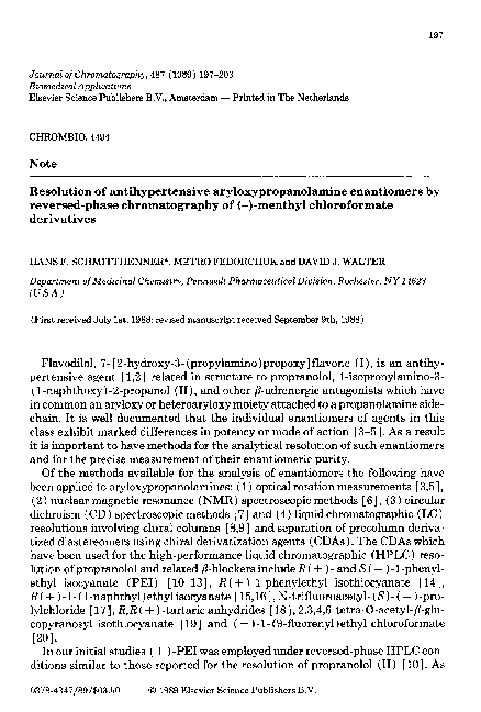 (PDF) Resolution of antihypertensive aryloxypropanolamine enantiomers ...