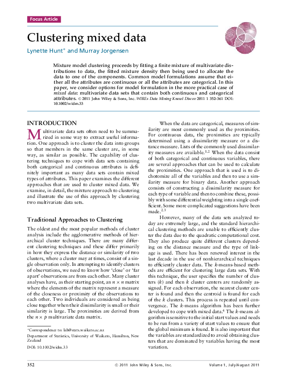 (PDF) Clustering mixed data