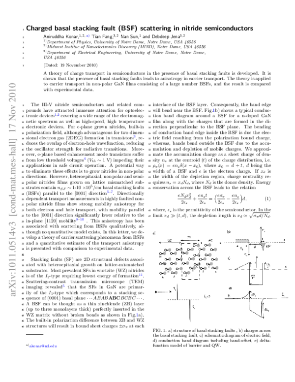 (PDF) Charged basal stacking fault scattering in nitride semiconductors