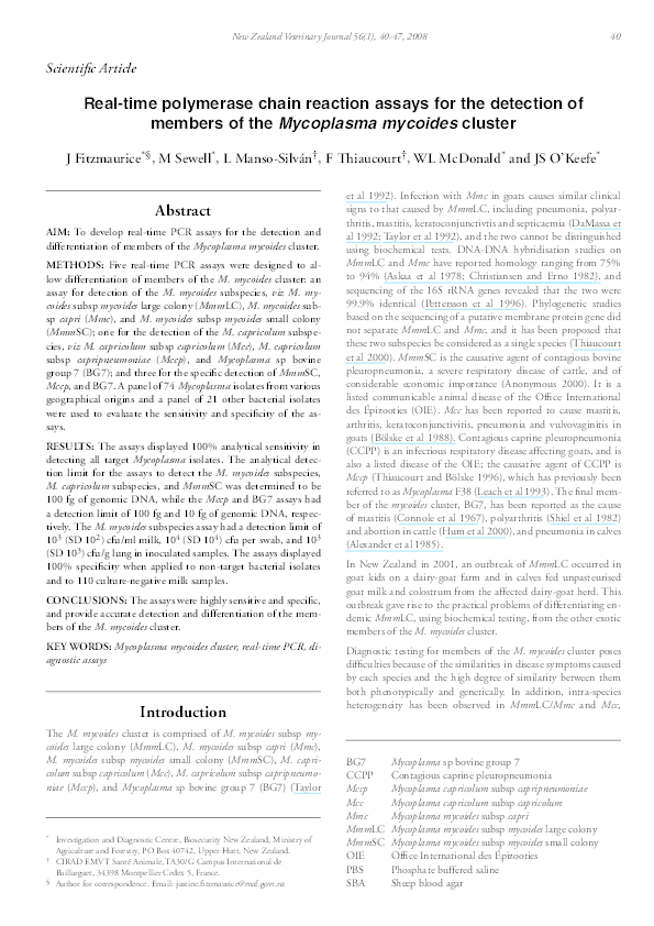 (PDF) Real-time polymerase chain reaction assays for the detection of ...