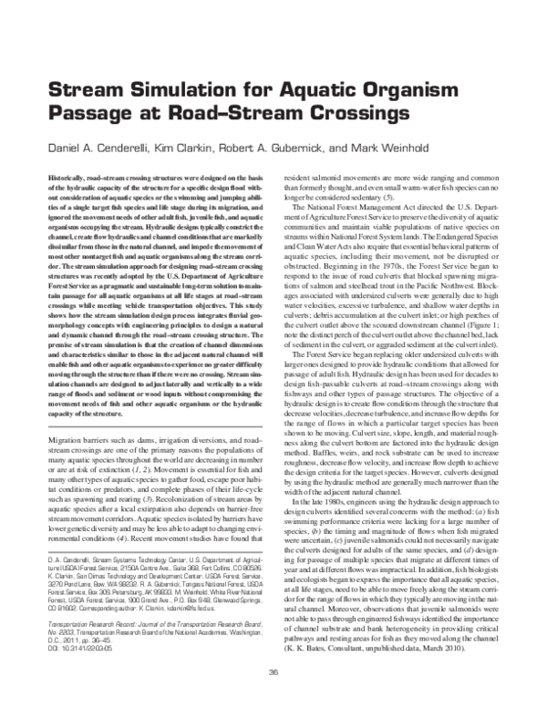 (PDF) Stream Simulation for Aquatic Organism Passage at Road-Stream ...