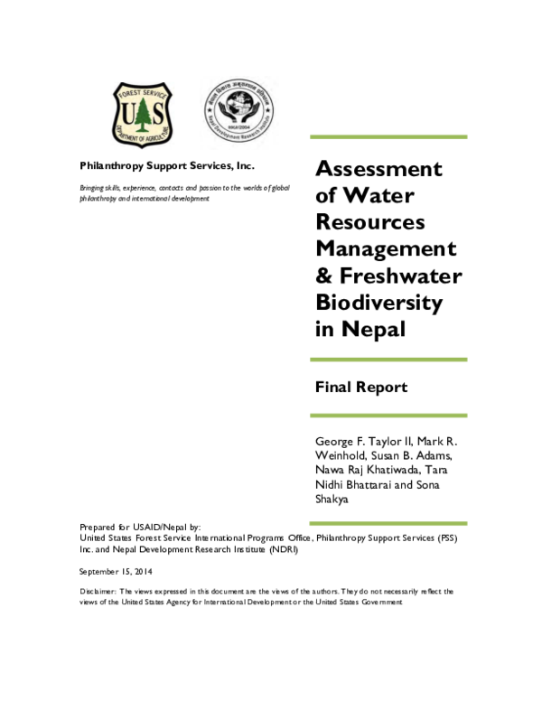 (PDF) Assessment of Water Resources Management & Freshwater ...